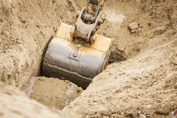 Excavator Tractor Digging A Trench - Stock Image - Everypixel