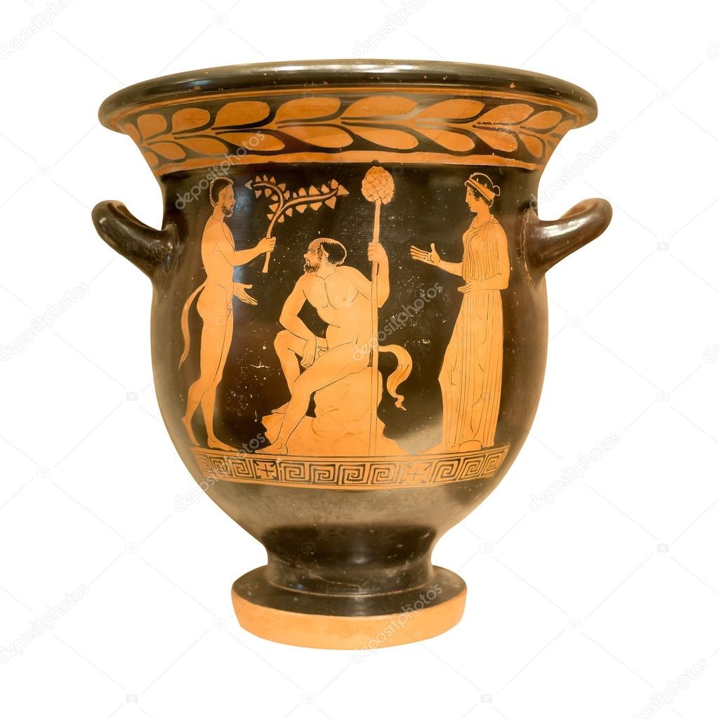 Vaso grego antigo com figuras vermelhas sobre um fundo preto — Stock ...