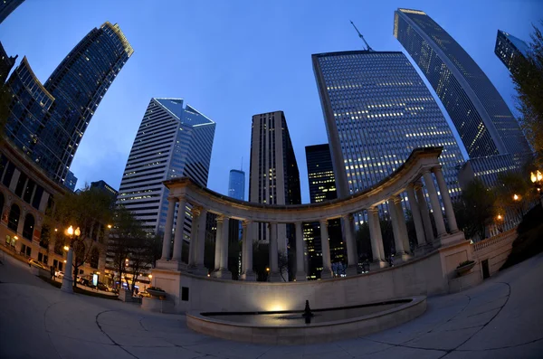 Chicago Night Buildings NFL Draft 2015 - Stock Image - Everypixel