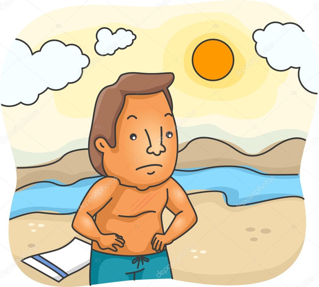 Unhappy Sunburnt Man Stock Illustration By ©lenmdp 58947141