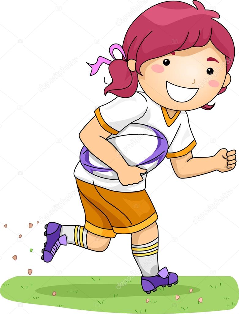 Rugby Girl Running Stock Illustration by ©lenmdp #58947775