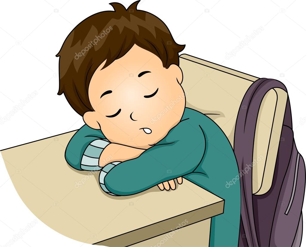 Niño durmiendo en clase Ilustración de stock de ©lenmdp #58948717