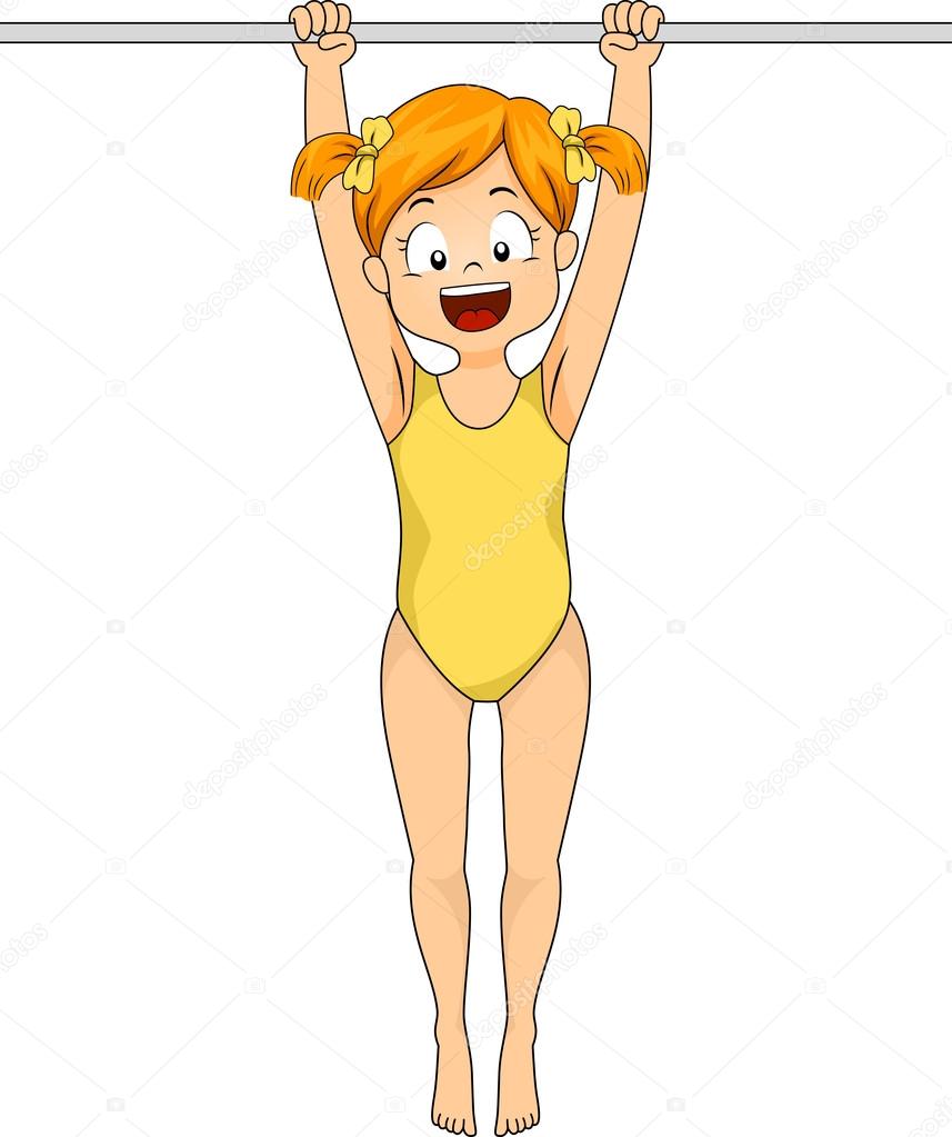 Gymnast Girl Doing Pull Ups Stock Illustration by ©lenmdp #58949803