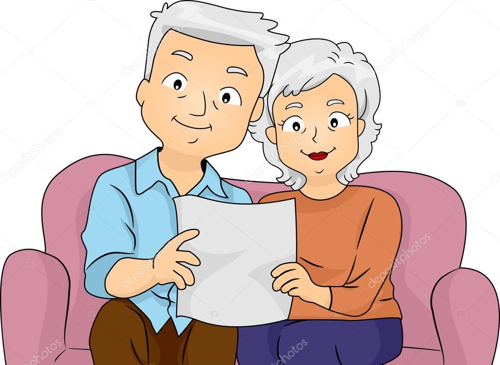 Couple Reading Retirement Plan Together Stock Illustration by ©lenmdp ...