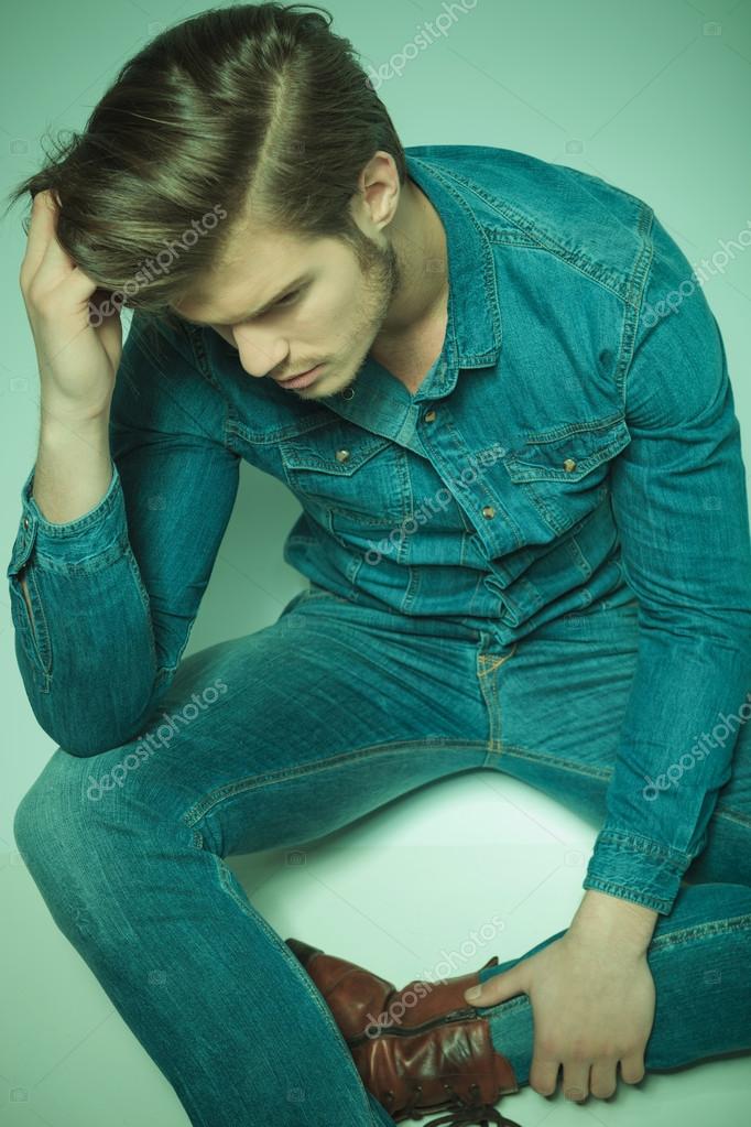 Up view picture of a fashion man looking down Stock Photo by ©feedough ...