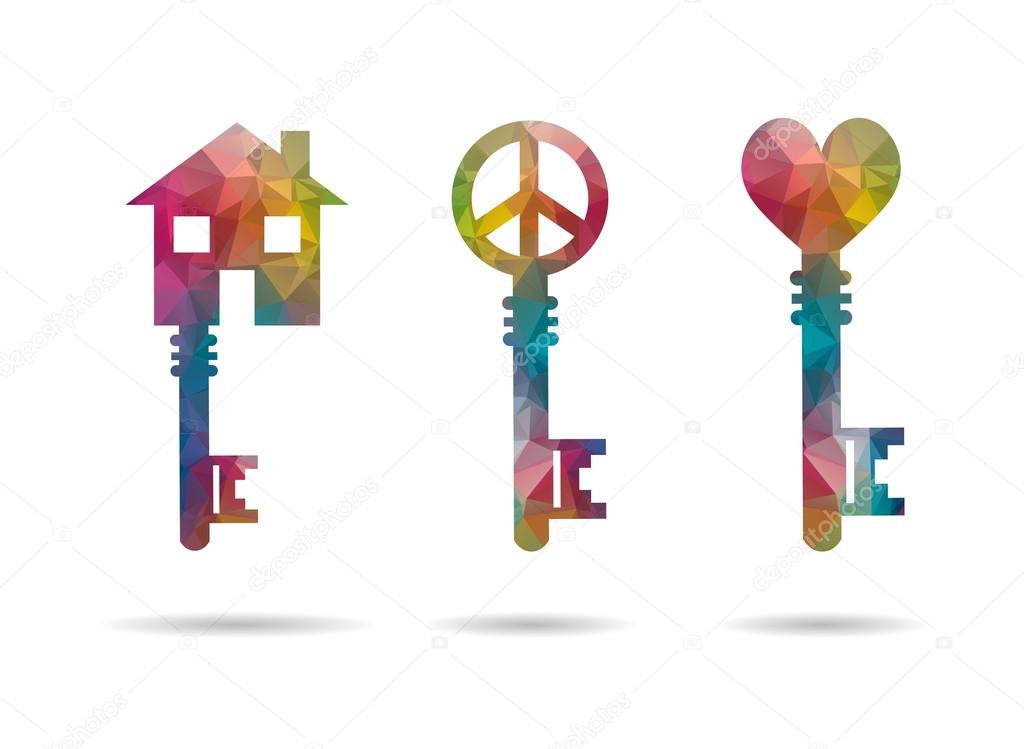 Set 3 keys with symbols Stock Vector Image by ©noche0 #85702354