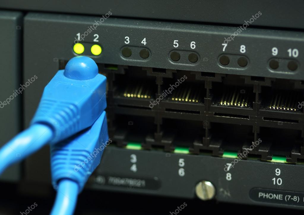 Modern network switch with cables — Stock Photo © joruba75 #92159796