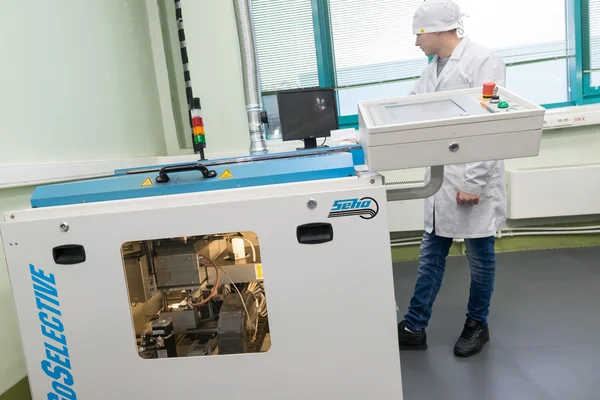 Production of electronic components at high-tech factory - Stock Image ...