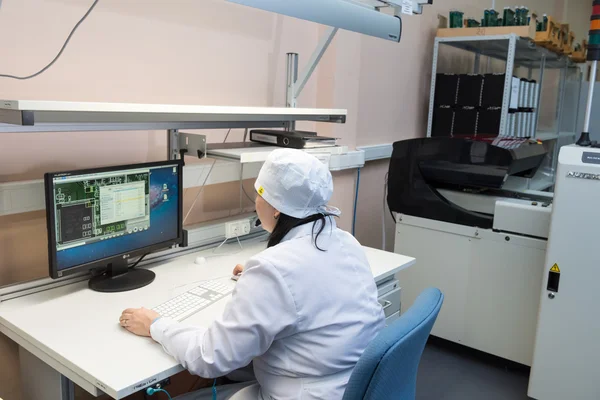Production of electronic components at high-tech factory - Stock Image ...