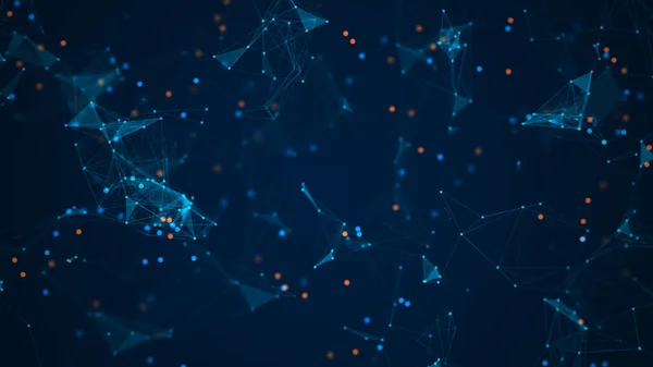 Technology digital network connection concept. From lines, points, and triangles. Digital ...