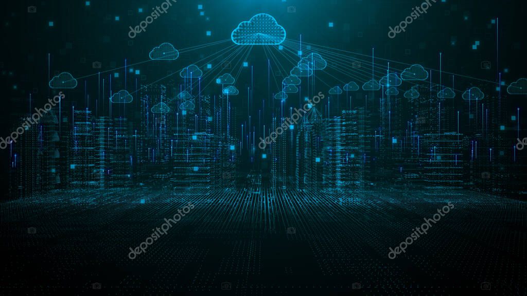 Smart city of cloud computing using artificial intelligence. Tecnología futurista de internet y ...