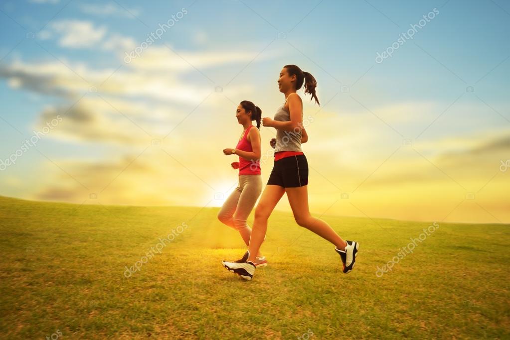 Running two girls — Stock Photo © Art_Art #86849204 Running two girls — Stock Photo © Art_Art #86849204