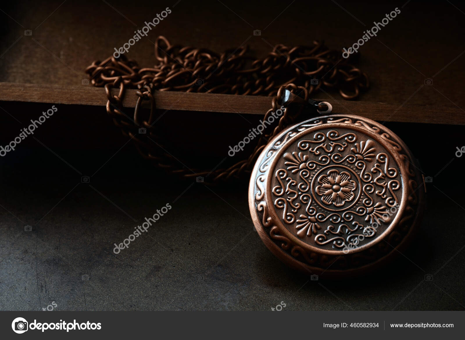 Closeup Copper Locket Chain Stock Photo by ©mcgphoto 460582934