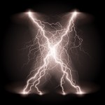 Set of the isolated realistic lightnings with transparency for design ...