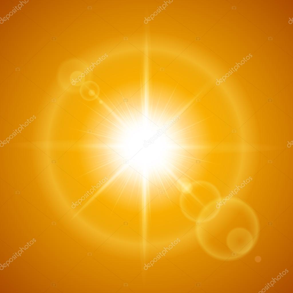 Glaring sun with lens flare over orange background Stock Vector Image ...