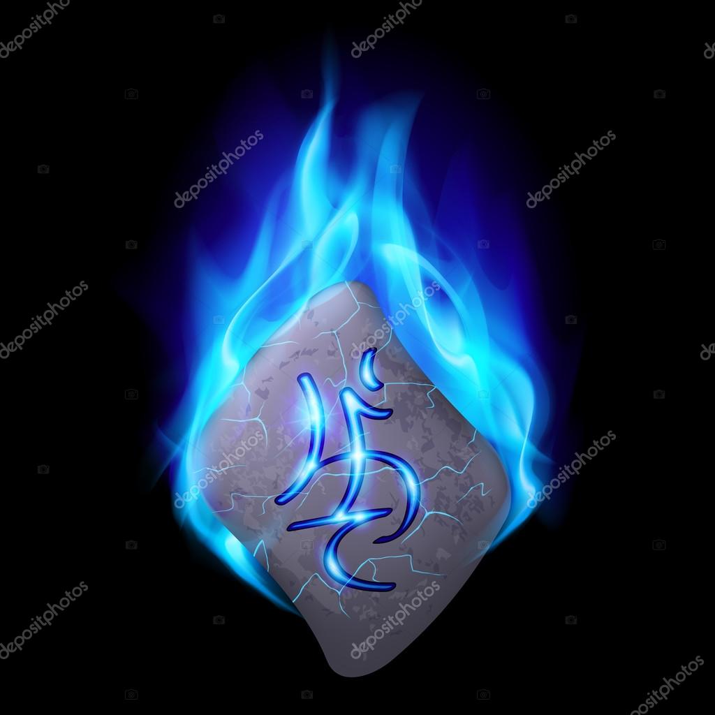 Magic rune burning in blue flame Stock Vector by ©dvargg 67385061