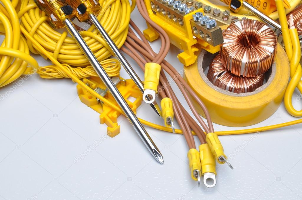 Tools and component for electrical installation Stock Photo by ...