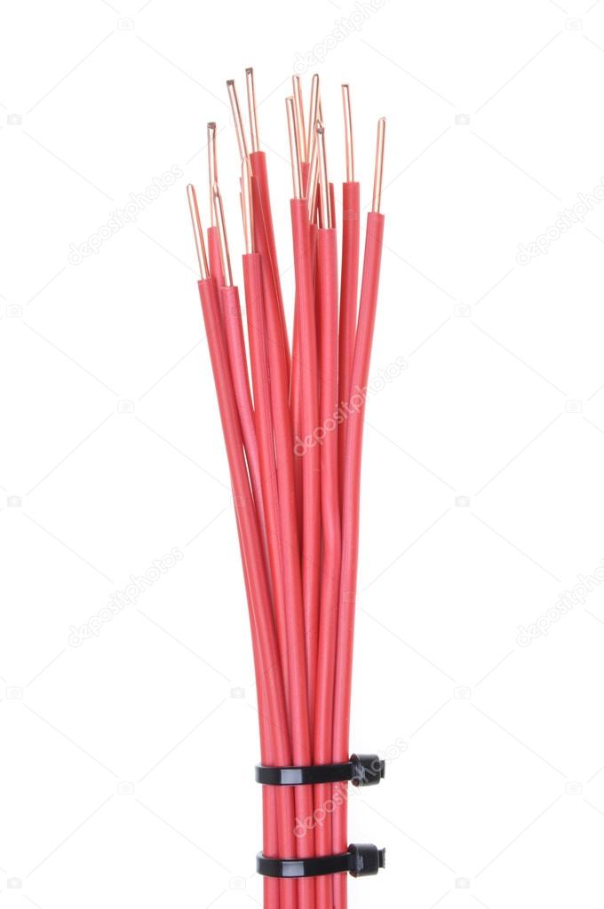 Copper cable with cable ties used in electrical installations ⬇ Stock ...