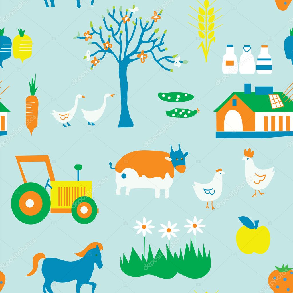 Agricultura patr n sin fisuras con rboles, animales 2024