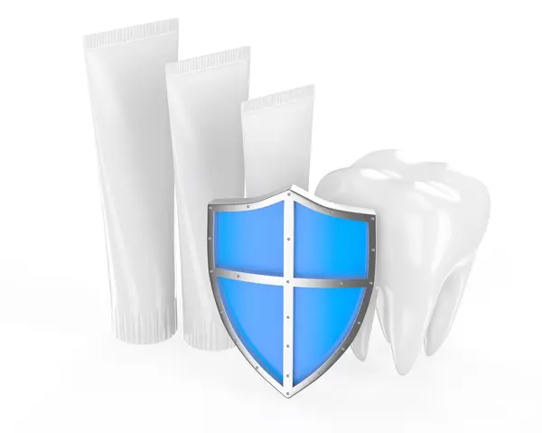 Tooth, shield, toothpaste — Stock Photo © merznatalia #51880283