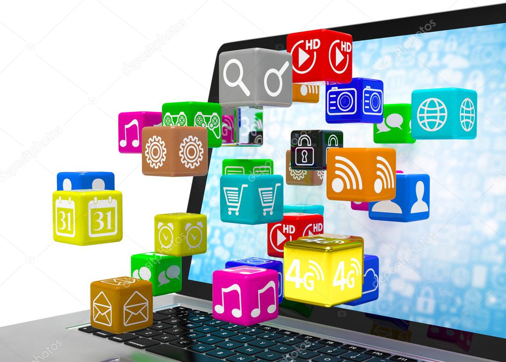 App icons and laptop Stock Photo by ©merznatalia 82335778