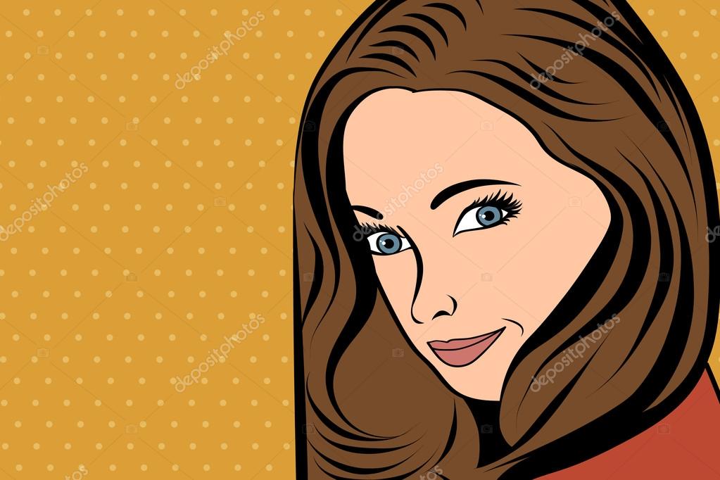 Cute retro woman with long hair in comics style Stock Vector by ...