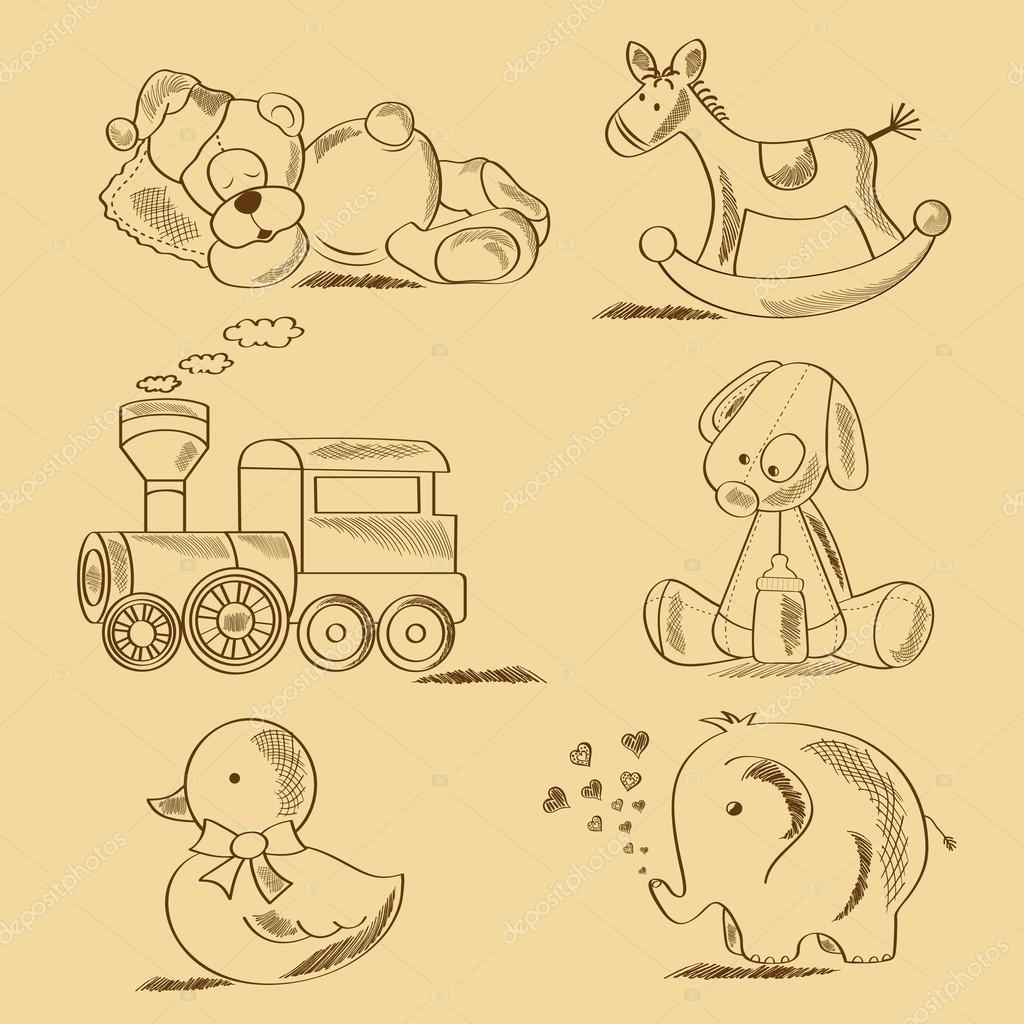 Hand drawn toys Stock Illustration by ©ClaudiaBalasoiu #81155646