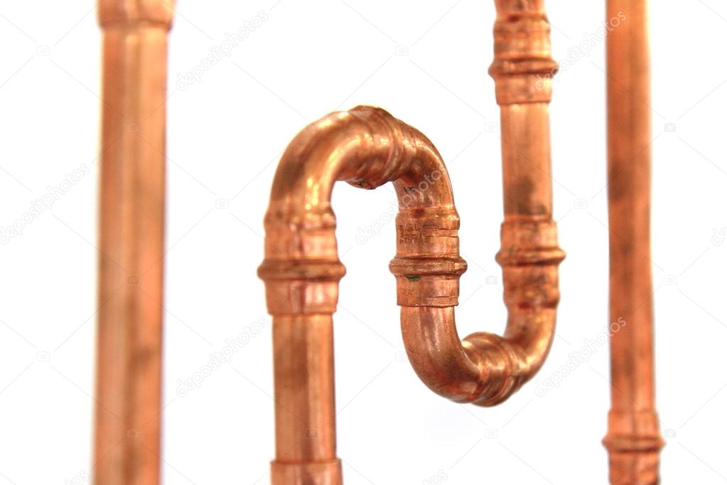 Copper pipes isolated Stock Photo by ©jonnysek 108691070