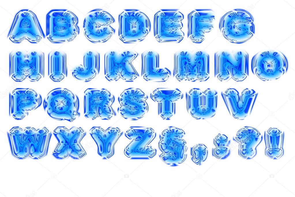 Vector Alphabet As Blue Light Blue Bold Shadow Alphabet Typography ...