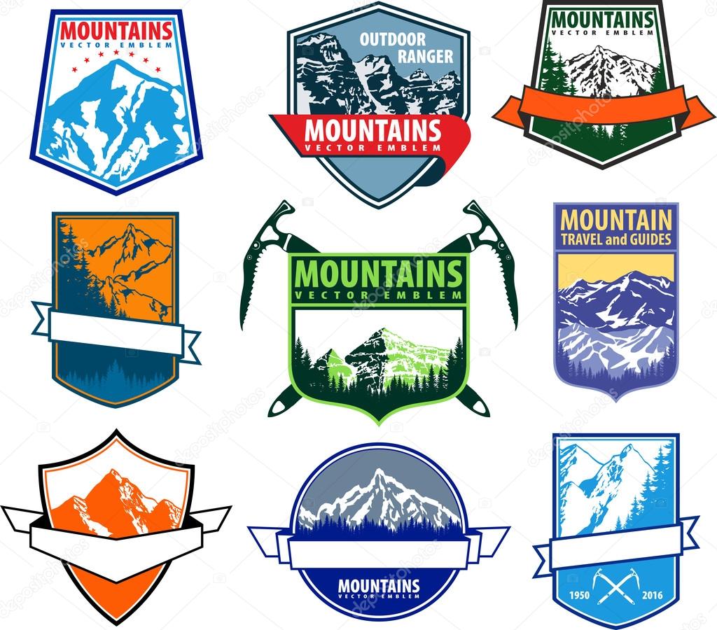 Vector set of mountain emblems Stock Vector Image by ©SaveJungle #119913228