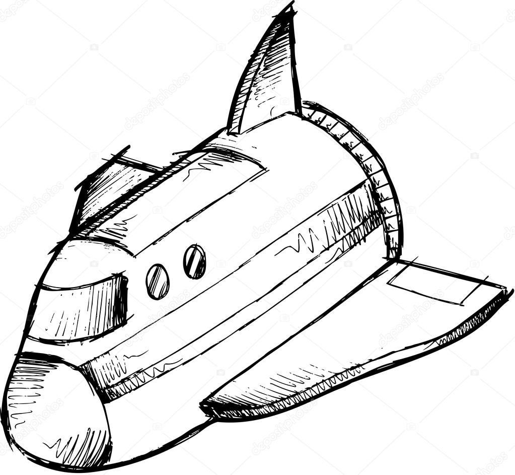 Spaceship Sketch Doodle Vector Illustration Art — Stock Vector ...