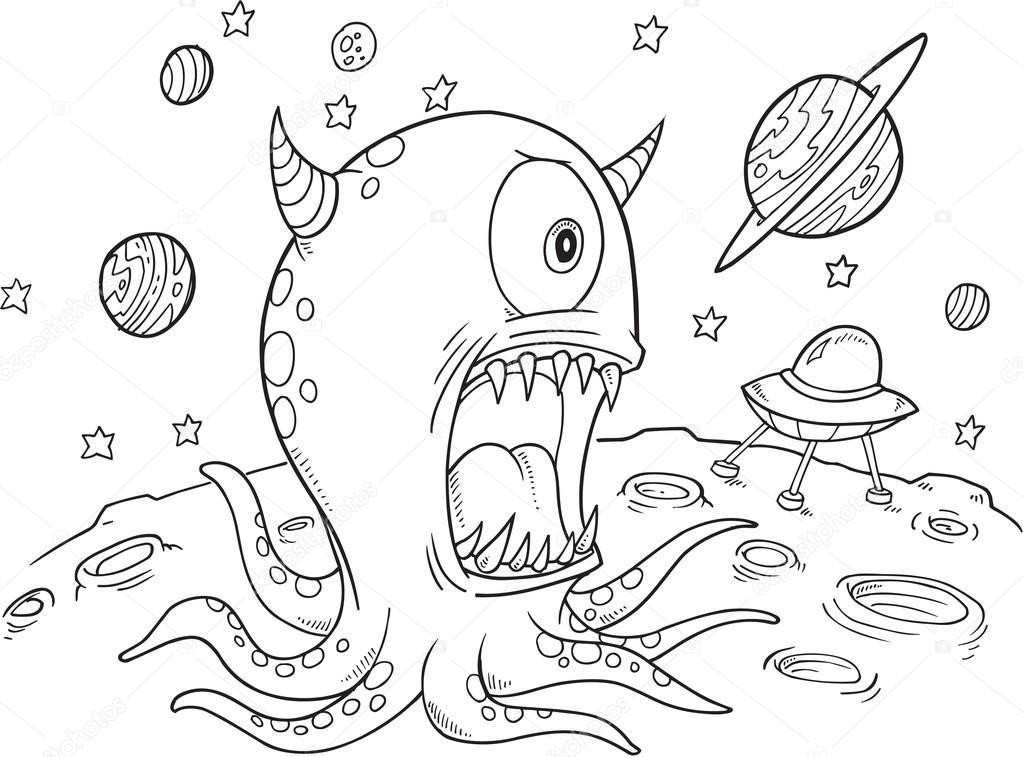 Space Monster Vector Illustration Art Stock Vector by ©MisterElements ...