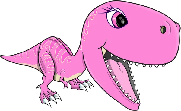 Pink Girl Tyrannosaurus Rex Dinosaur Vector Illustration art — Stock ...