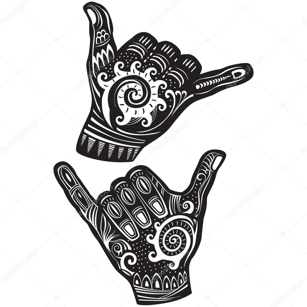 Shaka surf hand sign Stock Illustration by ©wikki33 #119325794