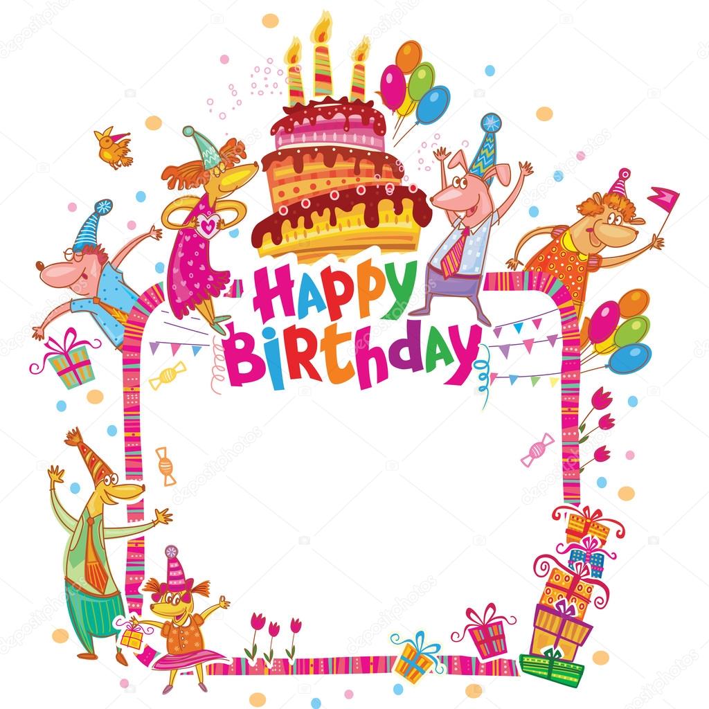 Grattis på födelsedagen-kort med plats för text — stockvektor av ...