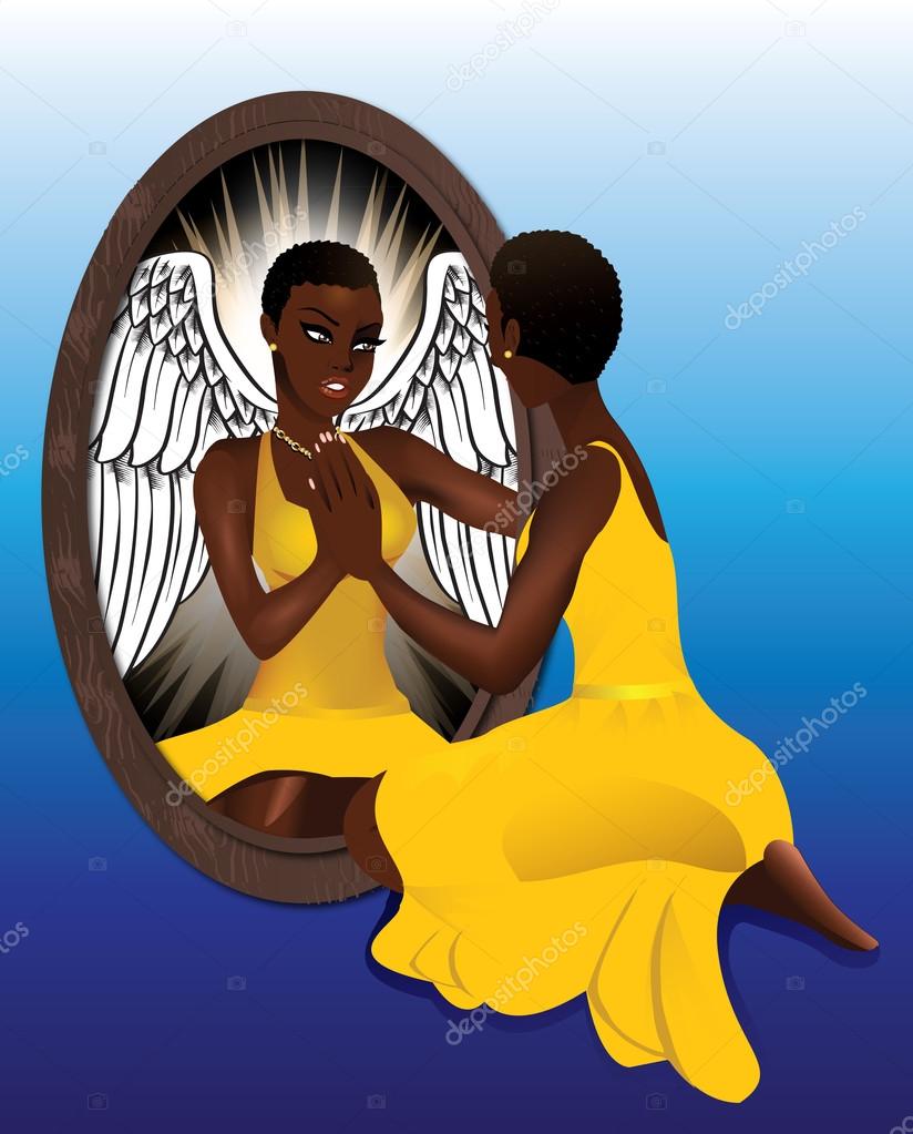 Woman's Reflection Yellow Dress Stock Vector by ©BasheeraDesigns 116315264