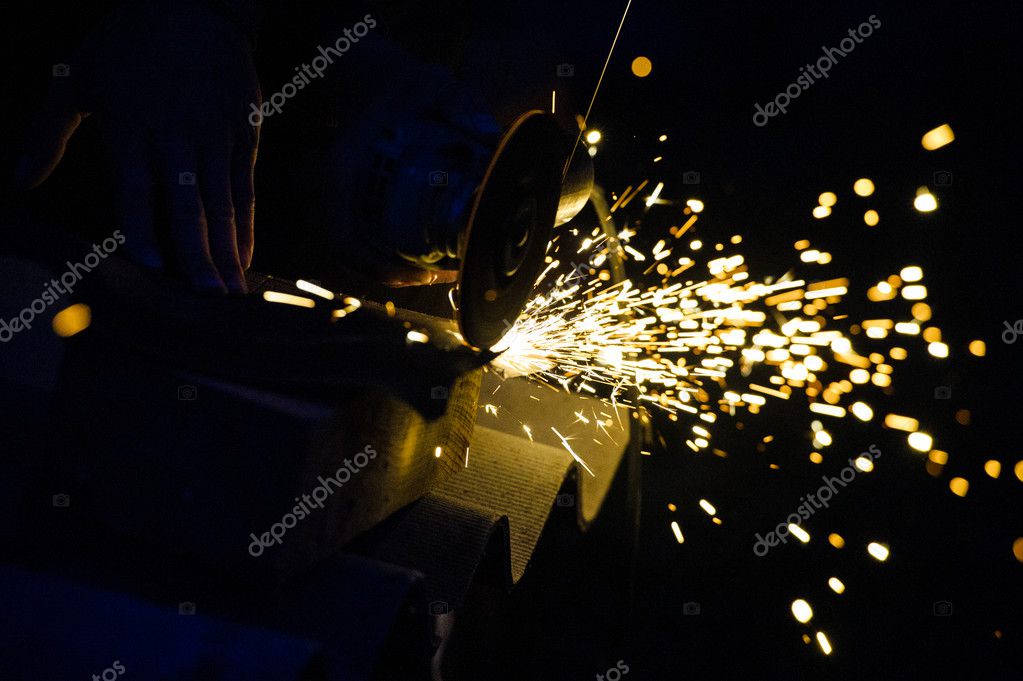 Metal grinding on steel pipe close up — Stock Photo © yulia-zl18 #56560231