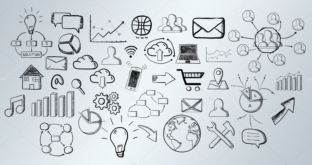 Hand drawn web icons set Stock Photo by ©sdecoret 117860258