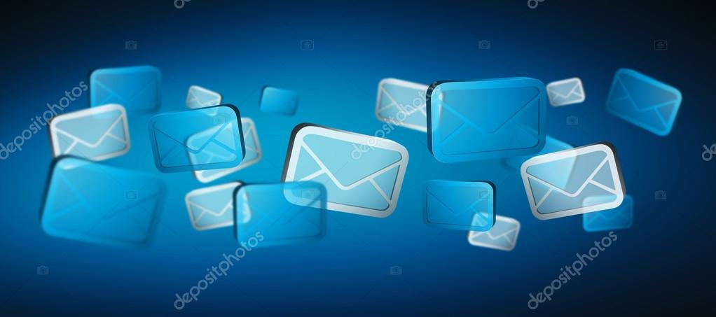 Numerous white and blue email icons flying — Stock Photo © sdecoret ...