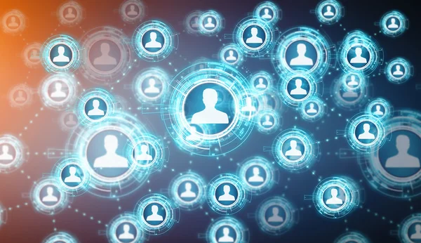 Digital blue social network 3D rendering - Stock Image - Everypixel