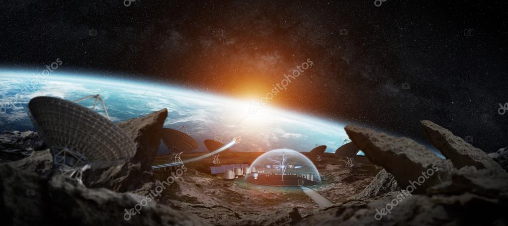 Observatory station in space elements of this image furnished by NASA ...