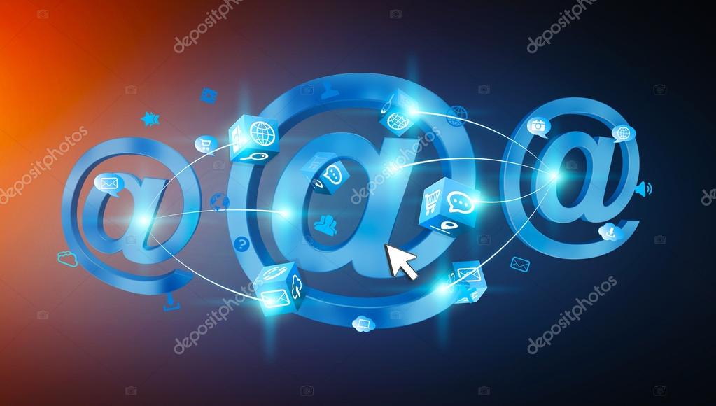 3D rendering email icon connected to each other Stock Photo by ...