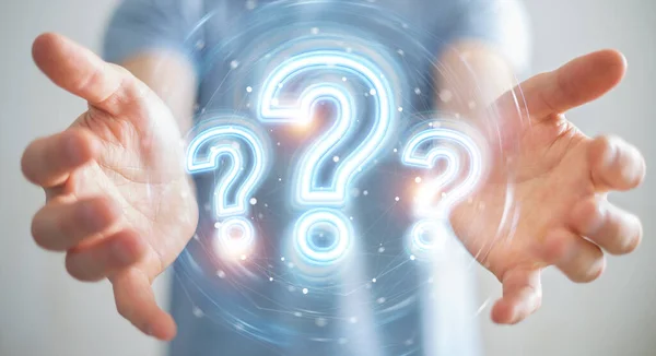 Blue Digital Question Marks Grey Background Rendering — Stock Photo © sdecoret #220805486