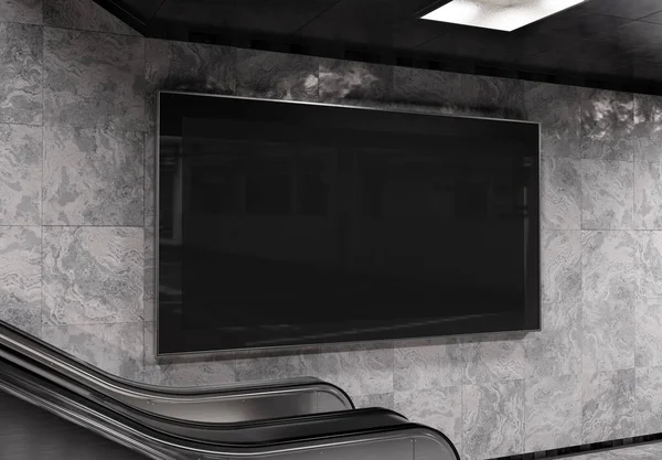 Panoramic Glowing Billboard Underground Subway Wall Mockup Hoarding ...