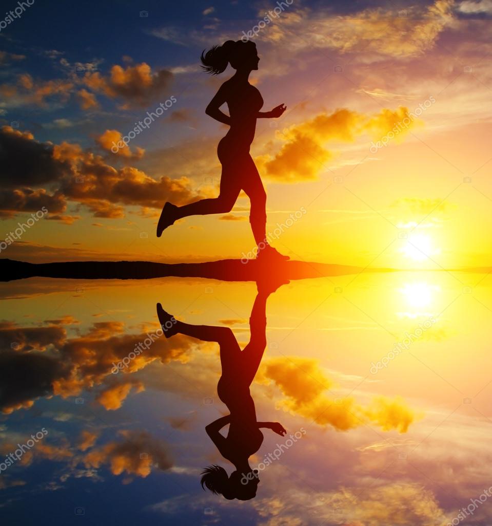 Running Silhouette Sunset Silhouette Of Two People Running At Sunset