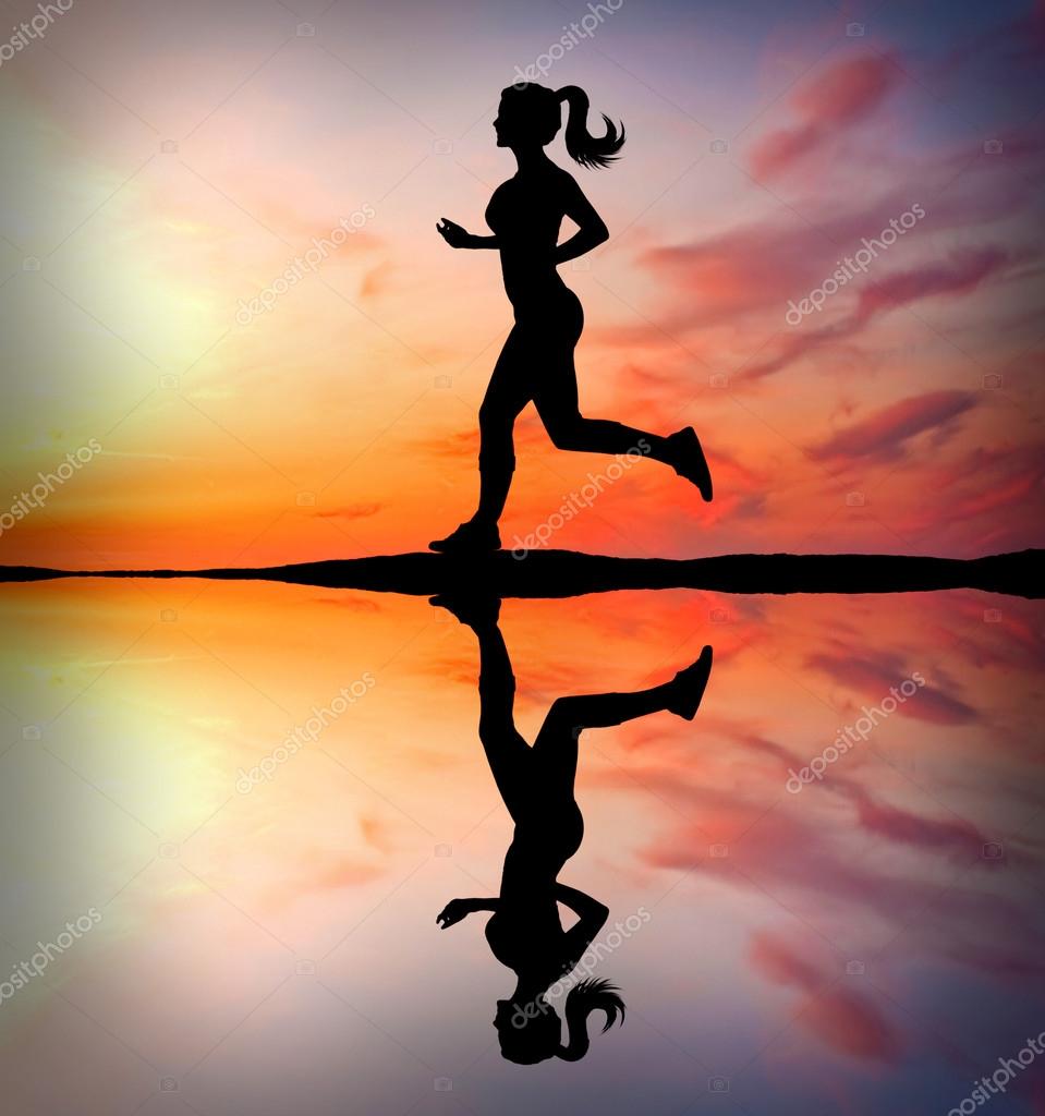 Running Silhouette Sunset Silhouette Of Two People Running At Sunset