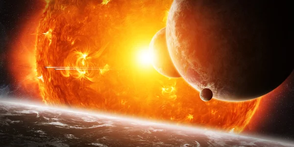 Burning sun on a space black background — Stock Photo © digitalstorm ...