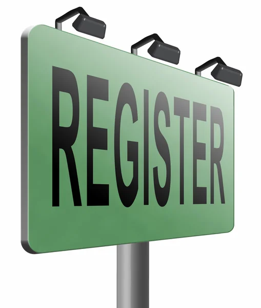 Register here sign — Stock Photo © kikkerdirk #33666849