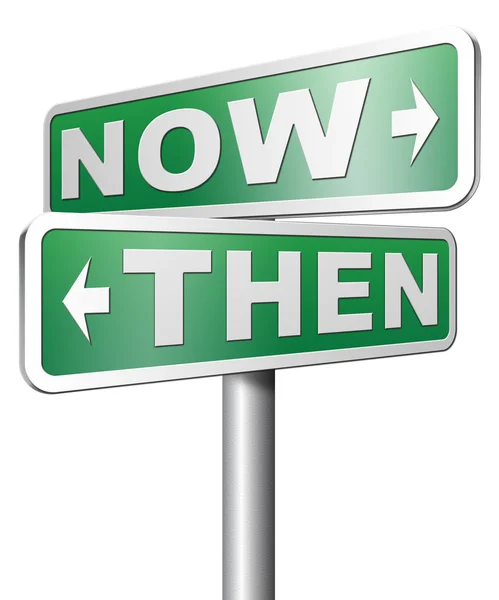 Now or never road signs — Stock Photo © kikkerdirk #79369358