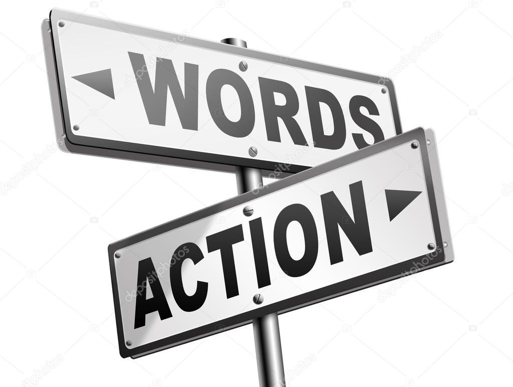 Action or words only road signs — Stock Photo © kikkerdirk #79370468
